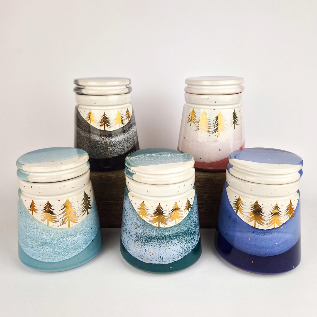 Handmade 24K Gold Ceramic Jars With Lid • Pottery Food Storage ...
