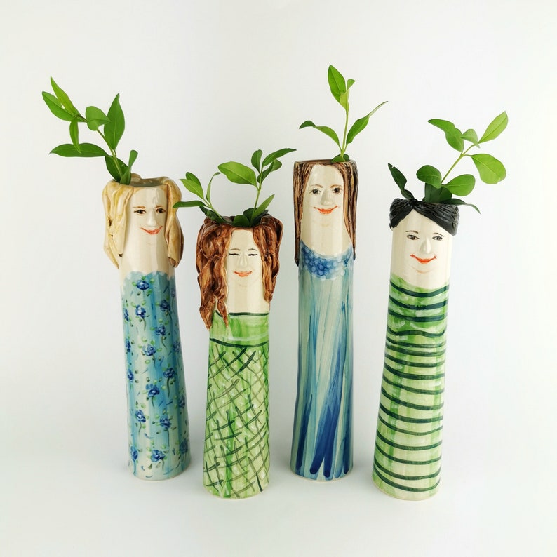 Sisters Family Ceramic Bud Vases • Pottery Vases for Flowers • Handmade ...
