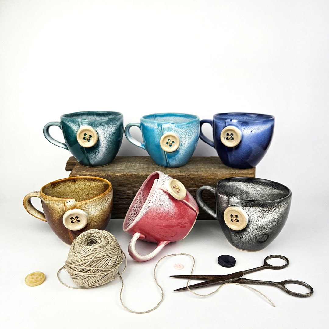 Tailor Ceramic Mugs With Solid Oak Wood Coasters • Handmade Pottery ...