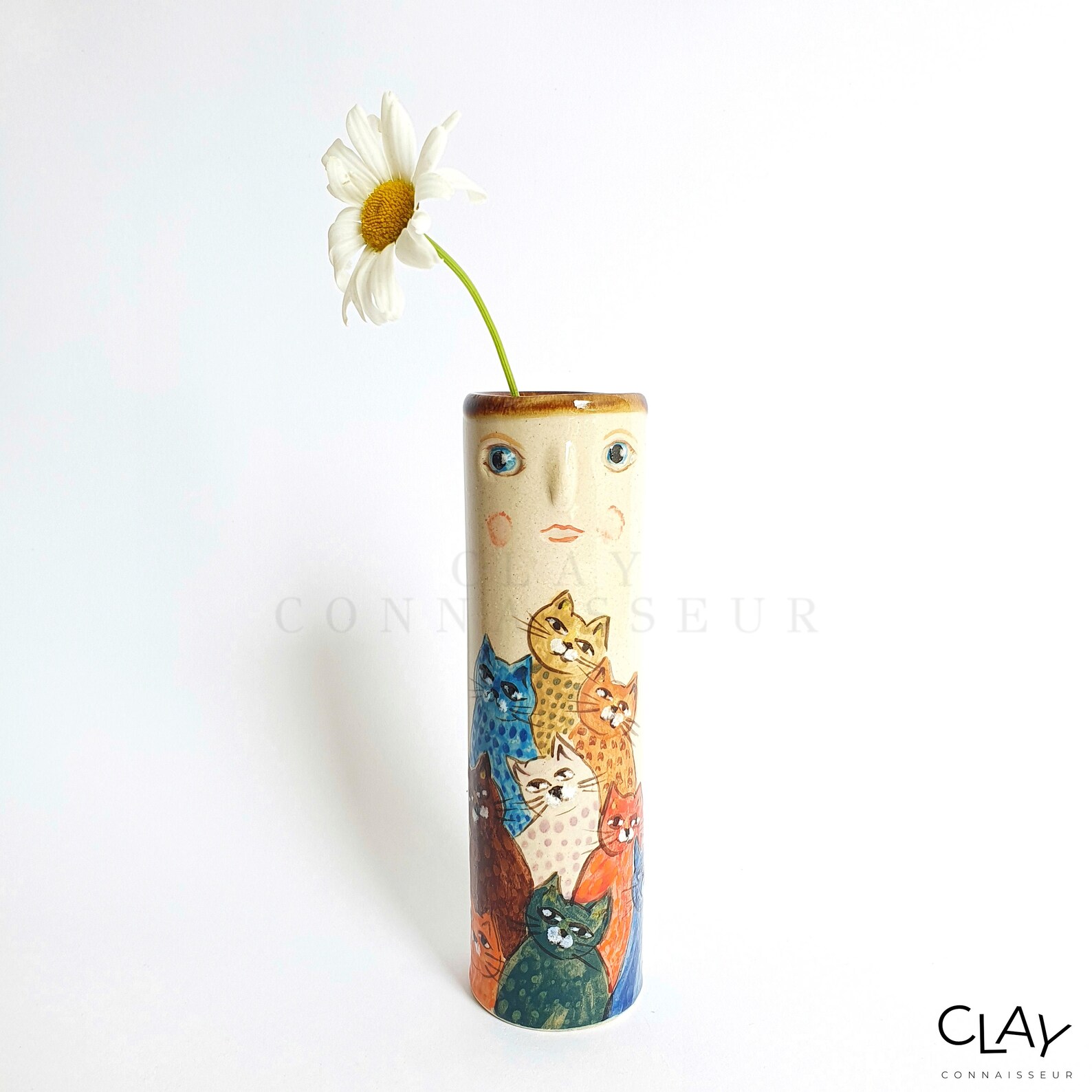 Petite Cats Ceramic Bud Vases • Pottery Vases for Dried Flowers ...