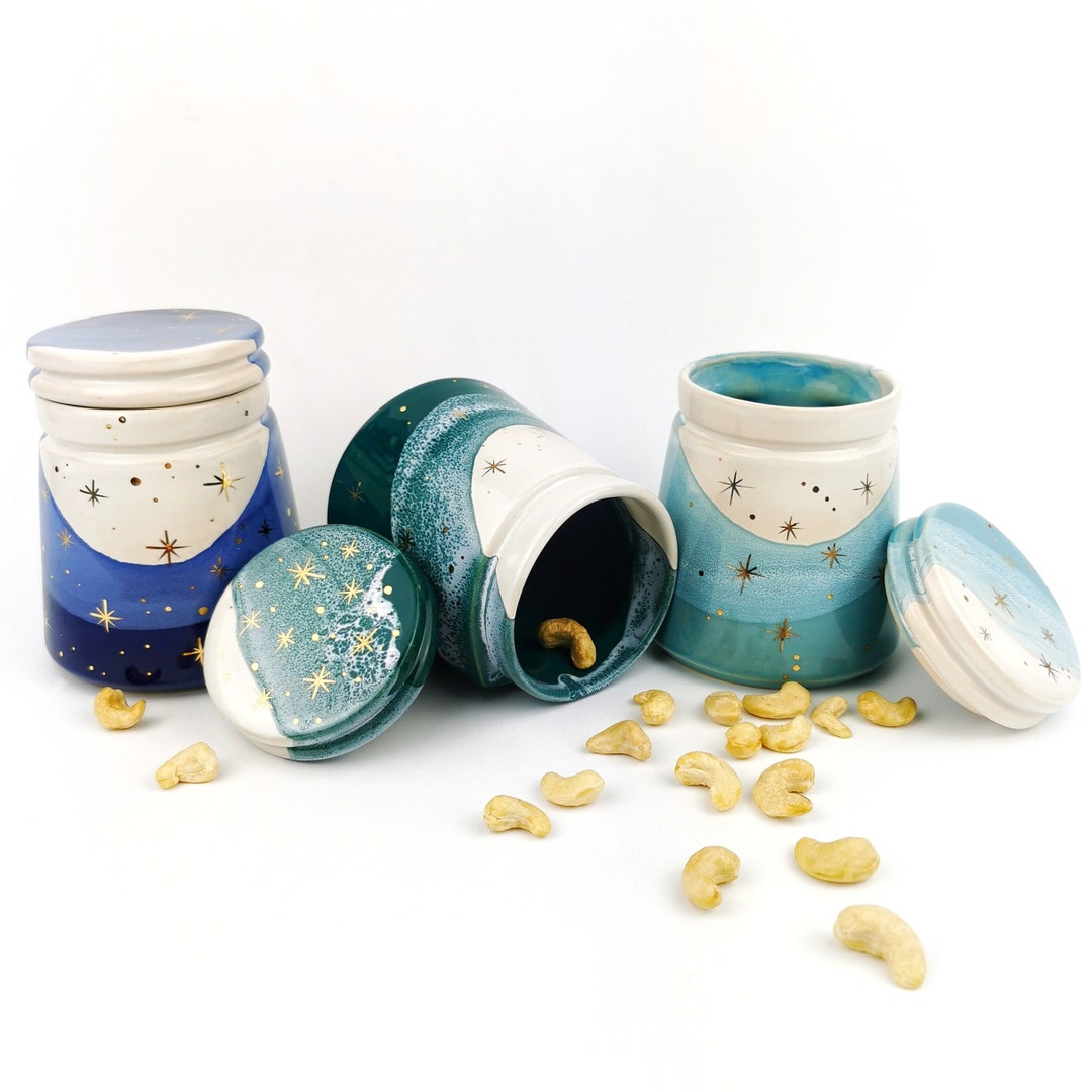 Handmade 24K Gold Ceramic Jars With Lid • Pottery Food Storage ...