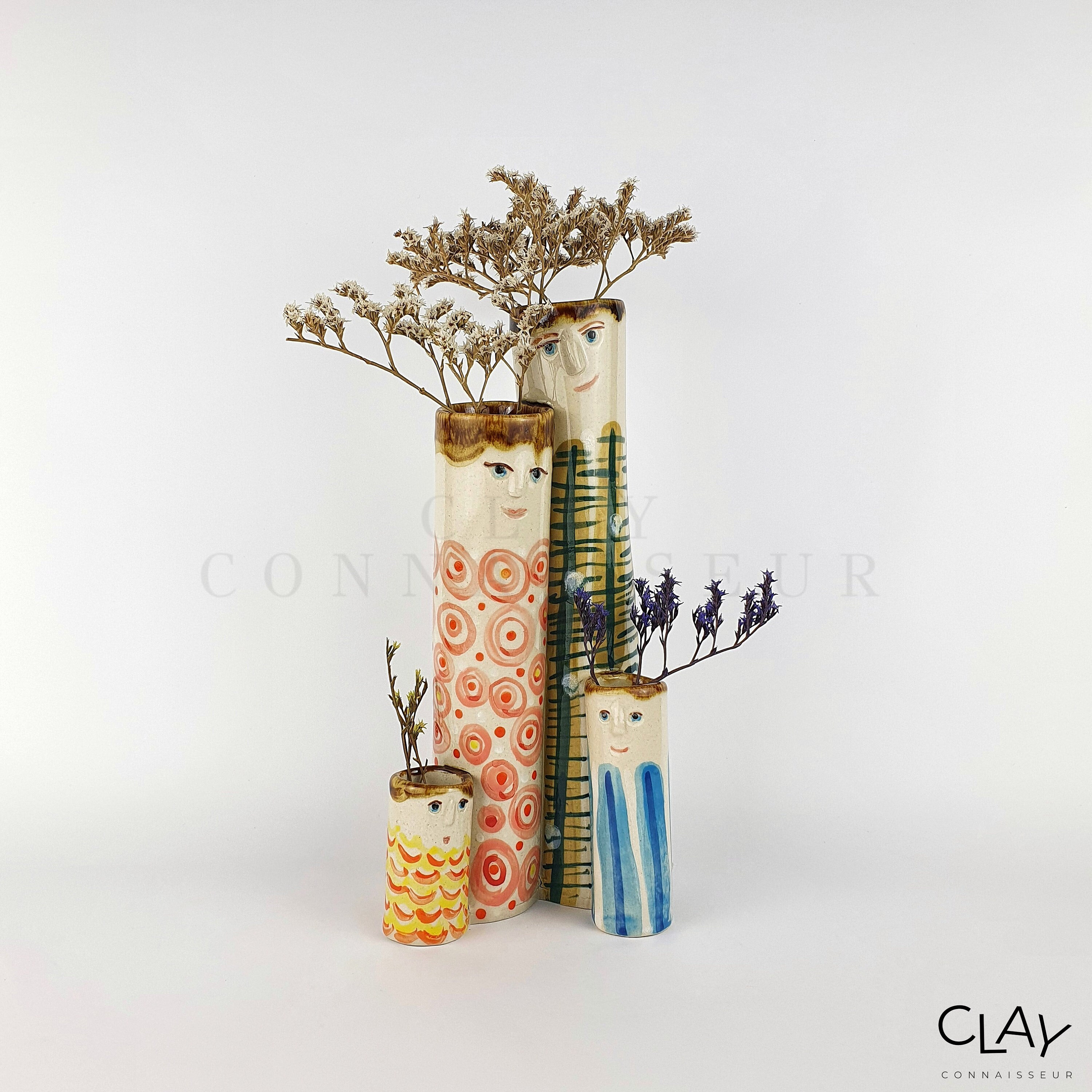 Happy Family Ceramic Bud Vases • Pottery Vases for Dried Flowers ...