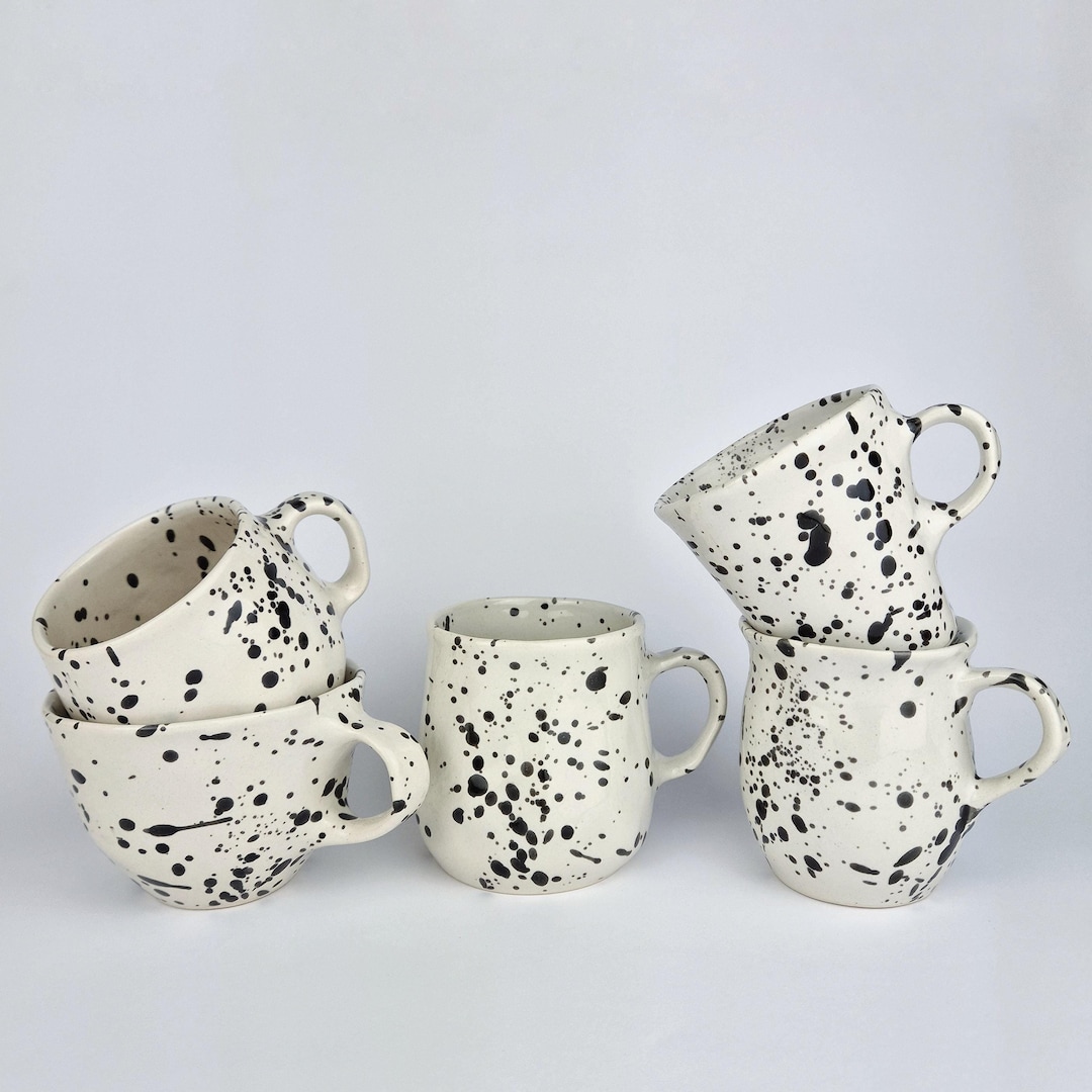 Black Speckled Ceramic Mugs • Handmade Pottery Modern Cups ...