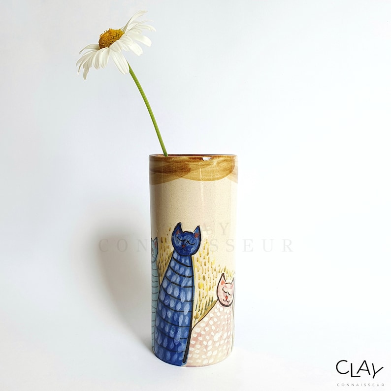 Petite Cats Ceramic Bud Vases • Pottery Vases for Dried Flowers ...
