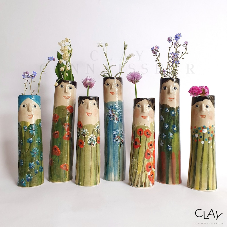 Flower Family Ceramic Bud Vases • Pottery Vases for Dried Flowers ...