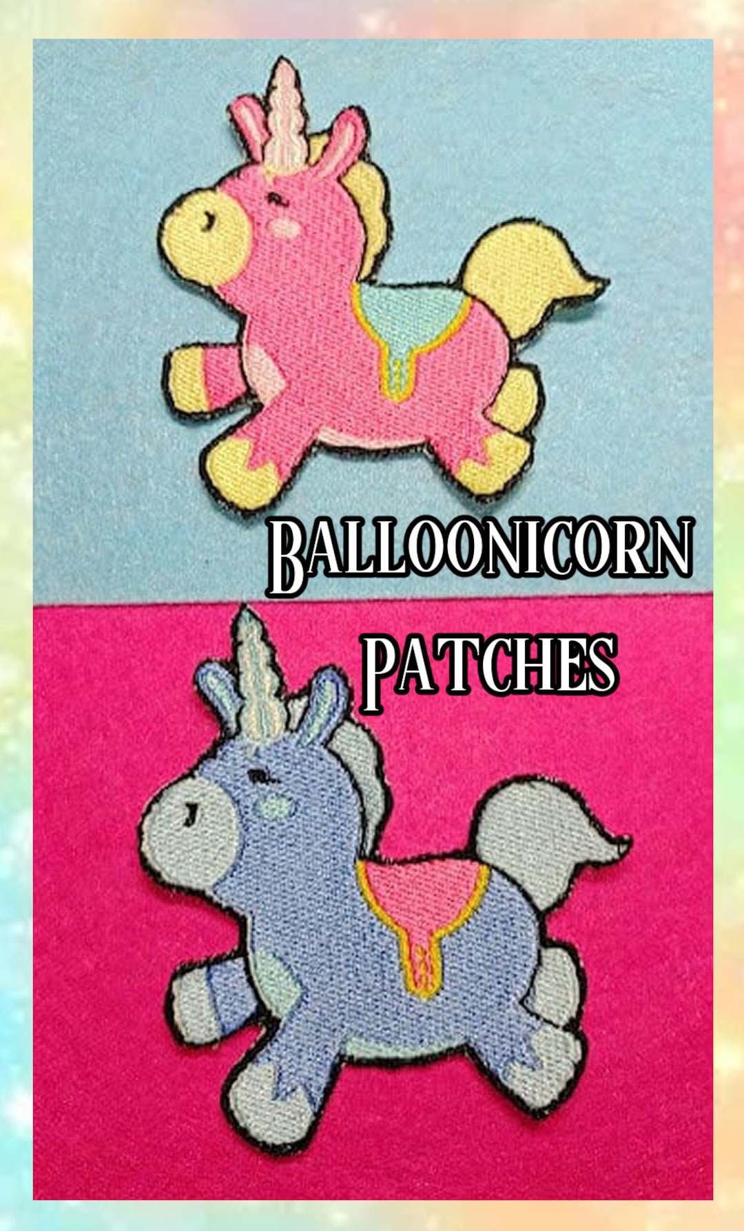 Balloonicorn (pink/blu) Patches - Etsy