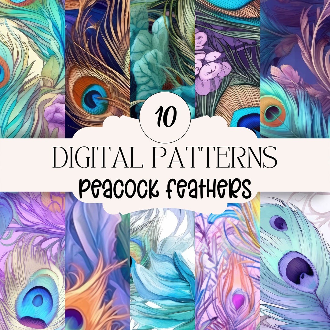 10 Peacock DIGITAL Papers, Seamless Pattern Design, Sublimation ...