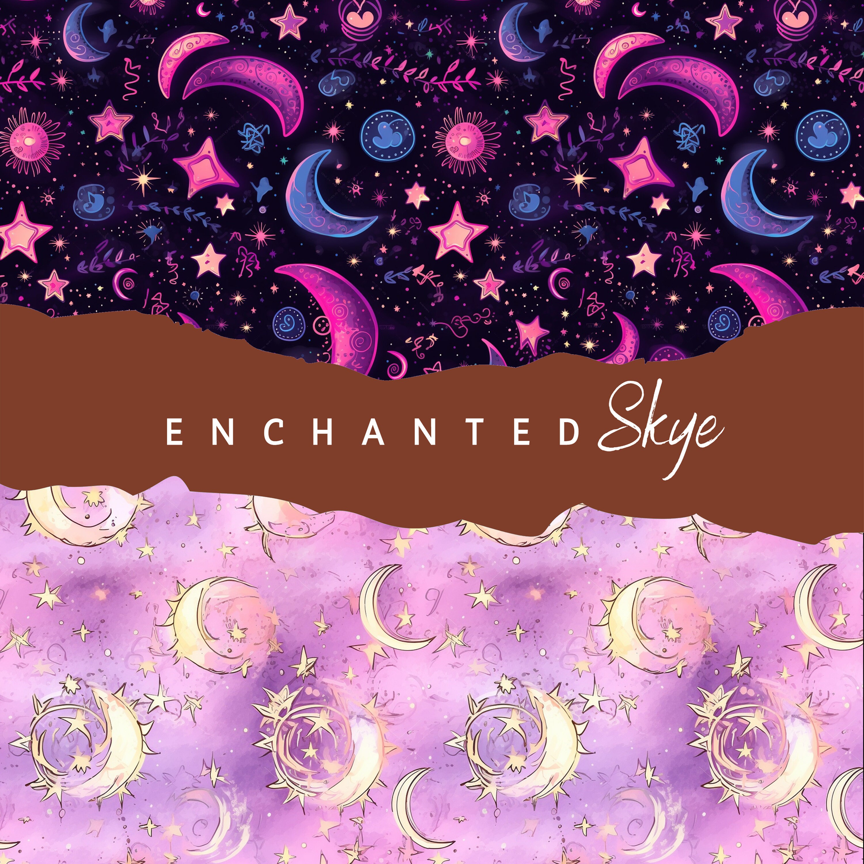 10 Moon and Stars DIGITAL Paper, Seamless Pattern Design, Sublimation ...