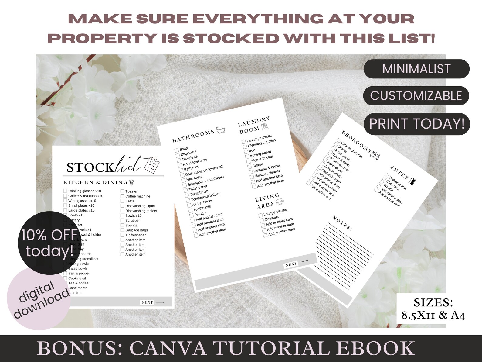 Airbnb Inventory Checklist Airbnb Planner Airbnb Stocklist Inventory ...