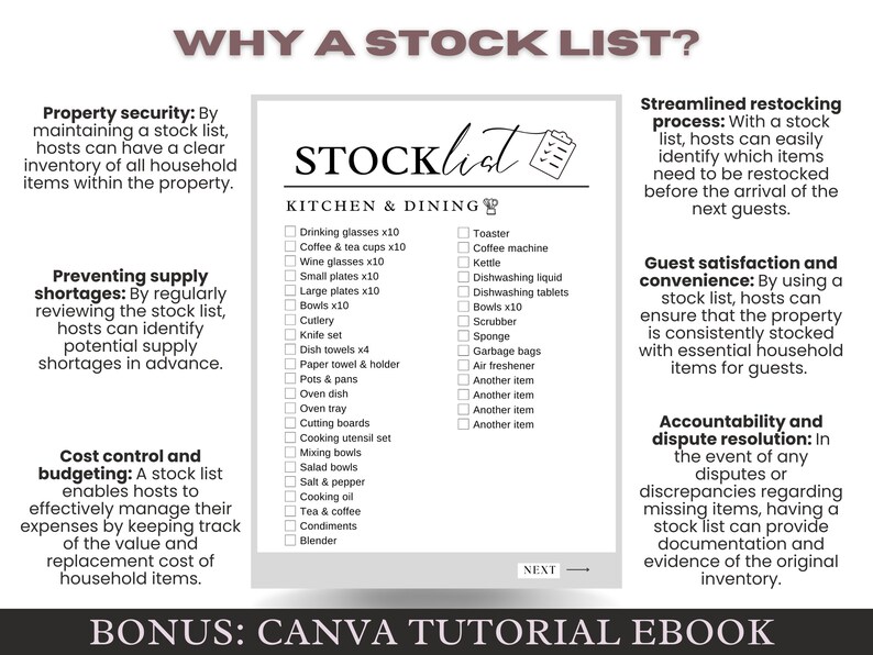 Airbnb Inventory Checklist Airbnb Planner Airbnb Stocklist Inventory ...