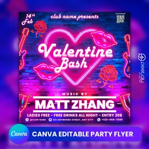 Editable Club Flyer Template for Canva, DIY Event Flyer, Party Flyer ...