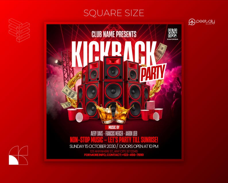 KICKBACK Party Editable CANVA Flyer Template (digital Download) - Etsy