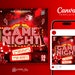 Game Night Party Flyer, Social Media Party Announcement Editable GAME ...