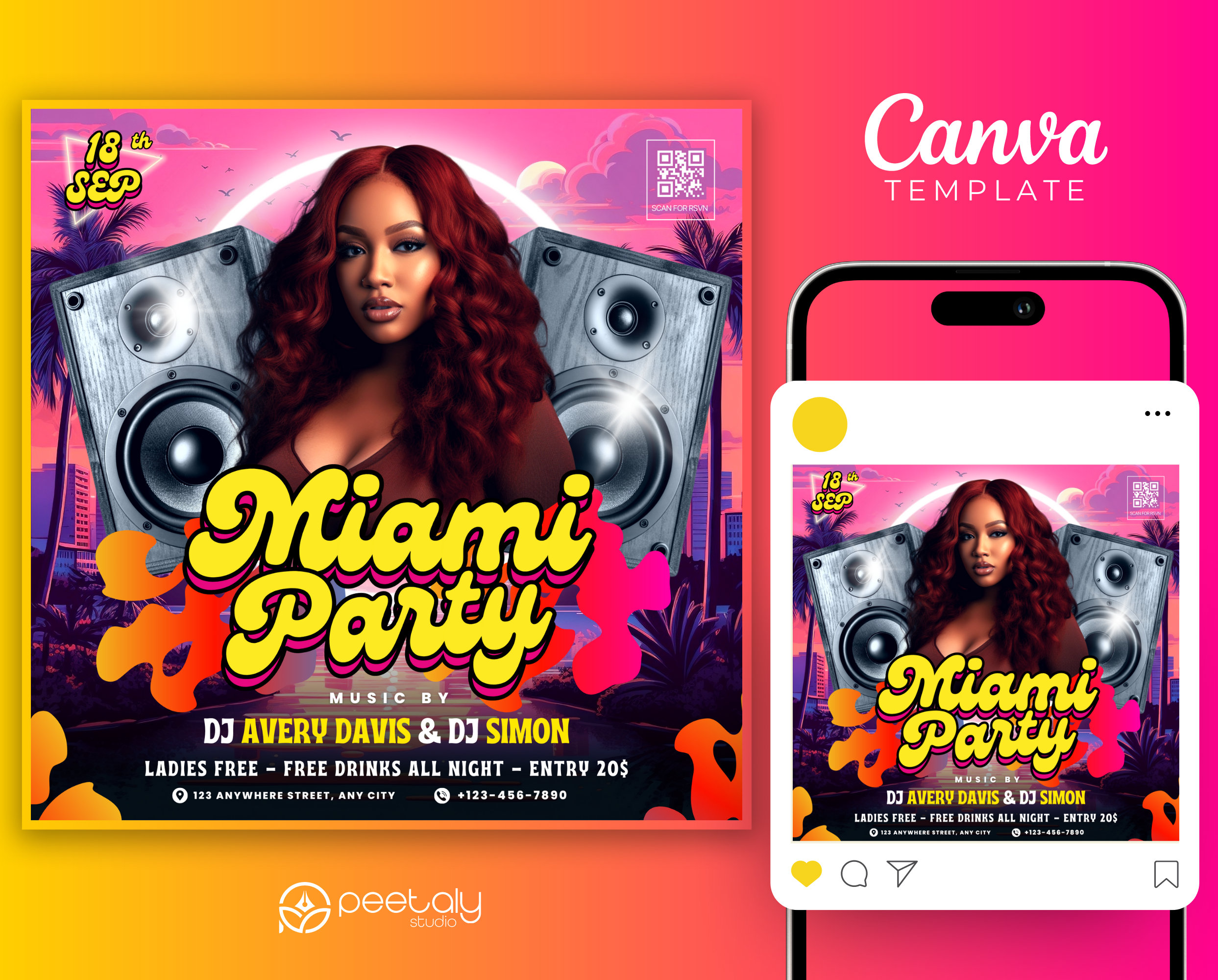 Editable Club Flyer Template for Canva DIY Event Flyer Party - Etsy