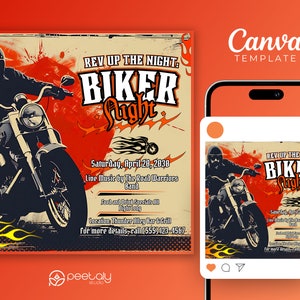 Editable Motorcycle Flyer Template for Canva, DIY Event Flyer, Party ...