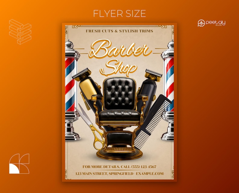 Editable Barber Shop Flyer, Social Media Template (canva) - Etsy