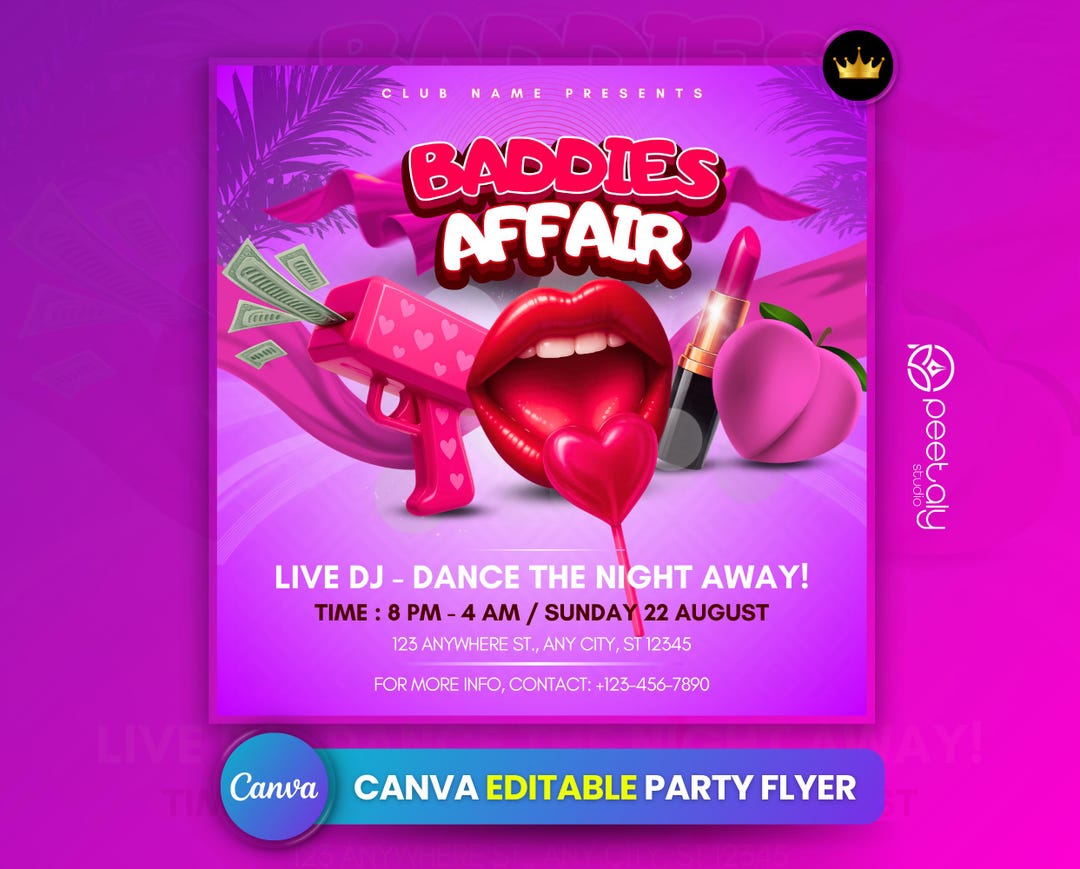 Baddies Affair Party Flyer Template, Editable Event Invite (canva) - Etsy