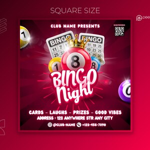 Bingo Night Flyer – Editable Canva Party Template - Etsy