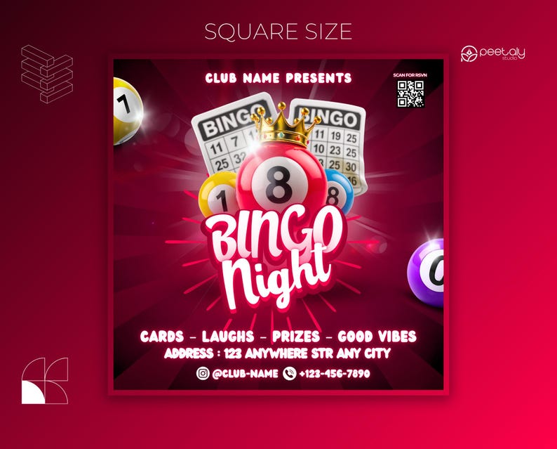 Bingo Night Flyer – Editable Canva Party Template - Etsy