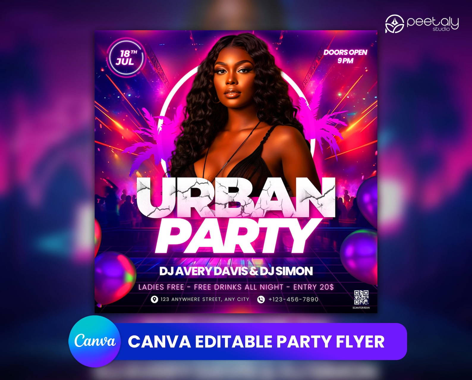 Editable Club Flyer Template for Canva, DIY Event Flyer, Party Flyer ...