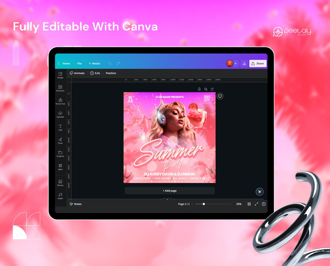 Editable Club Flyer Template for Canva DIY Event Flyer Party - Etsy