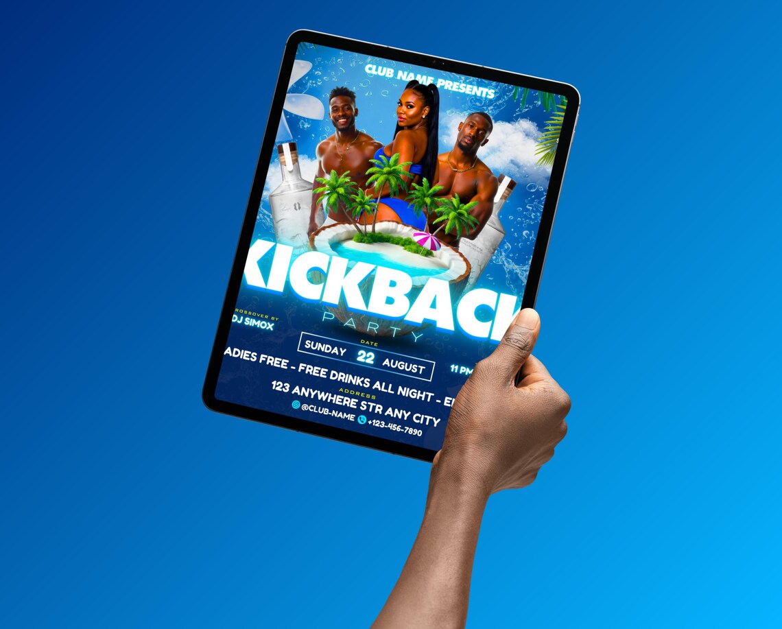 Kickback Party Flyer Template, Editable Canva Design (digital Download ...