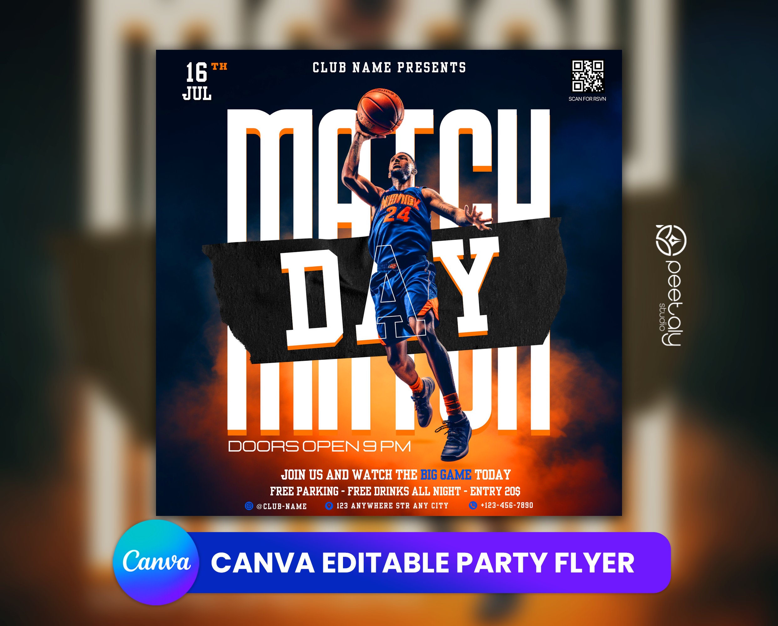 Game Day Basketball Flyer Template for Canva, Watch Party Flyer, Party ...