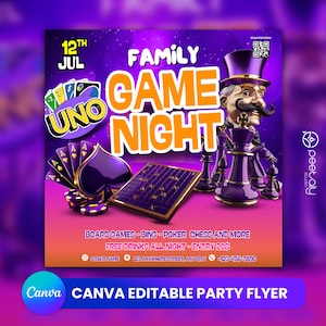 Game Night Party Flyer, Social Media Announcement (canva Template) - Etsy