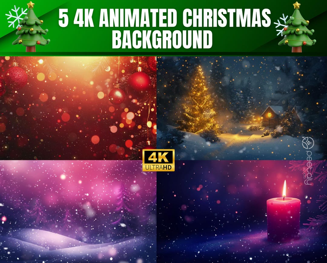5 4K Animated Christmas Backgrounds, Christmas Canva Background ...