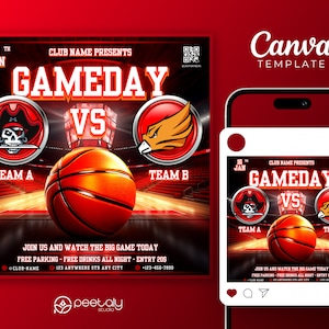 Game Day Basketball Flyer Template for Canva, Watch Party Flyer, Party ...