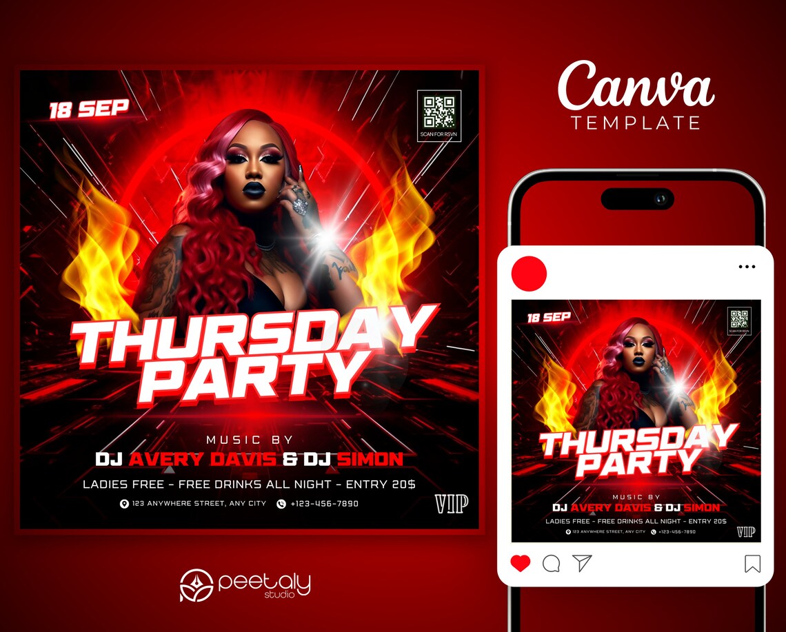 Editable Club Flyer Template for Canva, DIY Event Flyer, Party Flyer ...