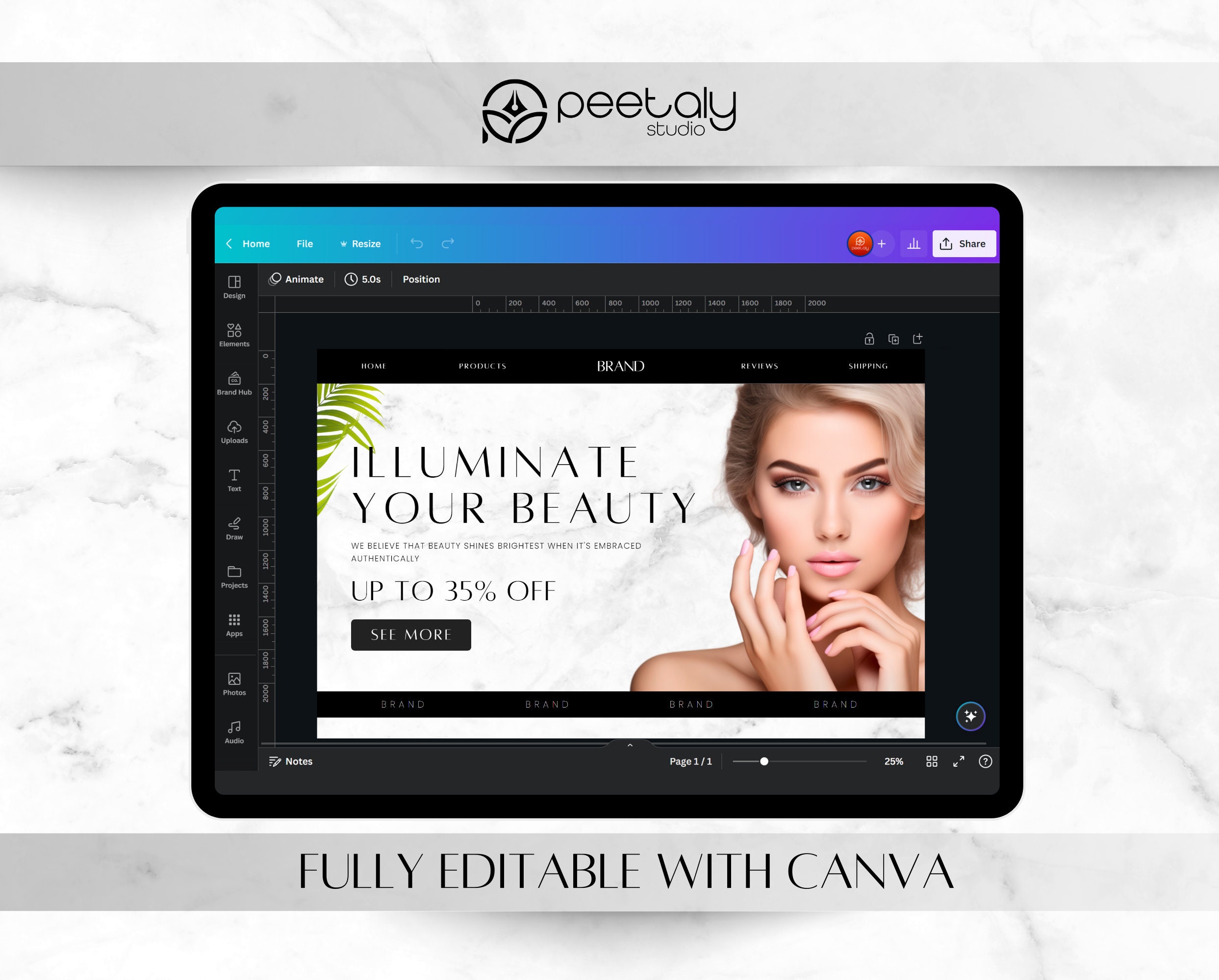 Canva Website Template for Cosmetic Products, Skin Care, Minimal Clean ...