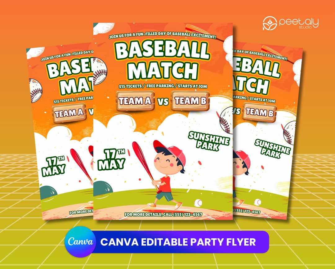 Baseball Game Invitation, Baseball Birthday Party Flyer, Baseball ...