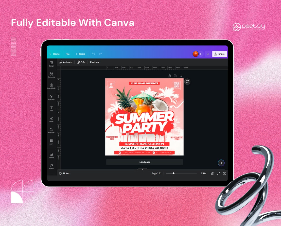Editable Club Flyer Template for Canva DIY Event Flyer Party - Etsy