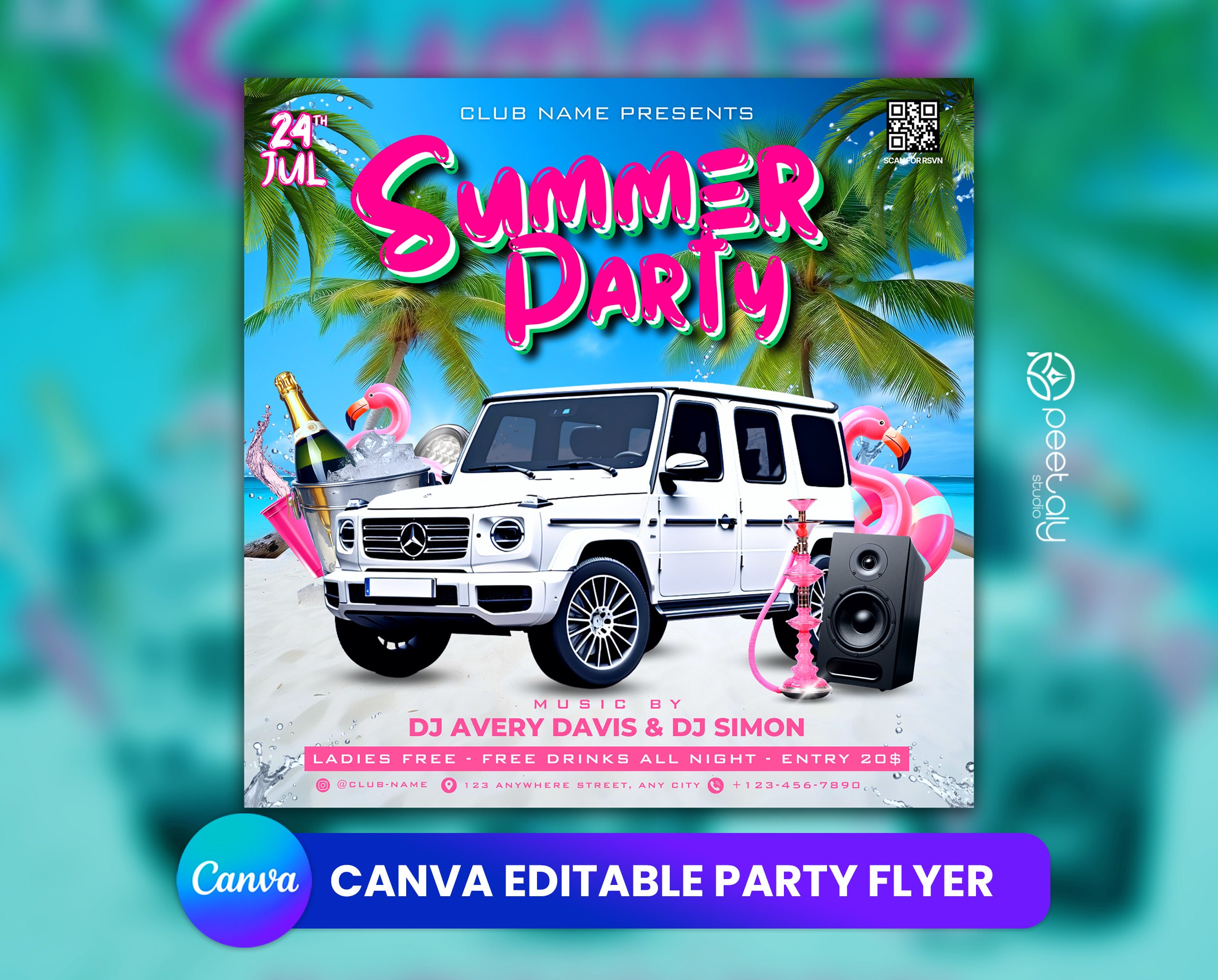 Editable Club Flyer Template for Canva DIY Event Flyer Party - Etsy