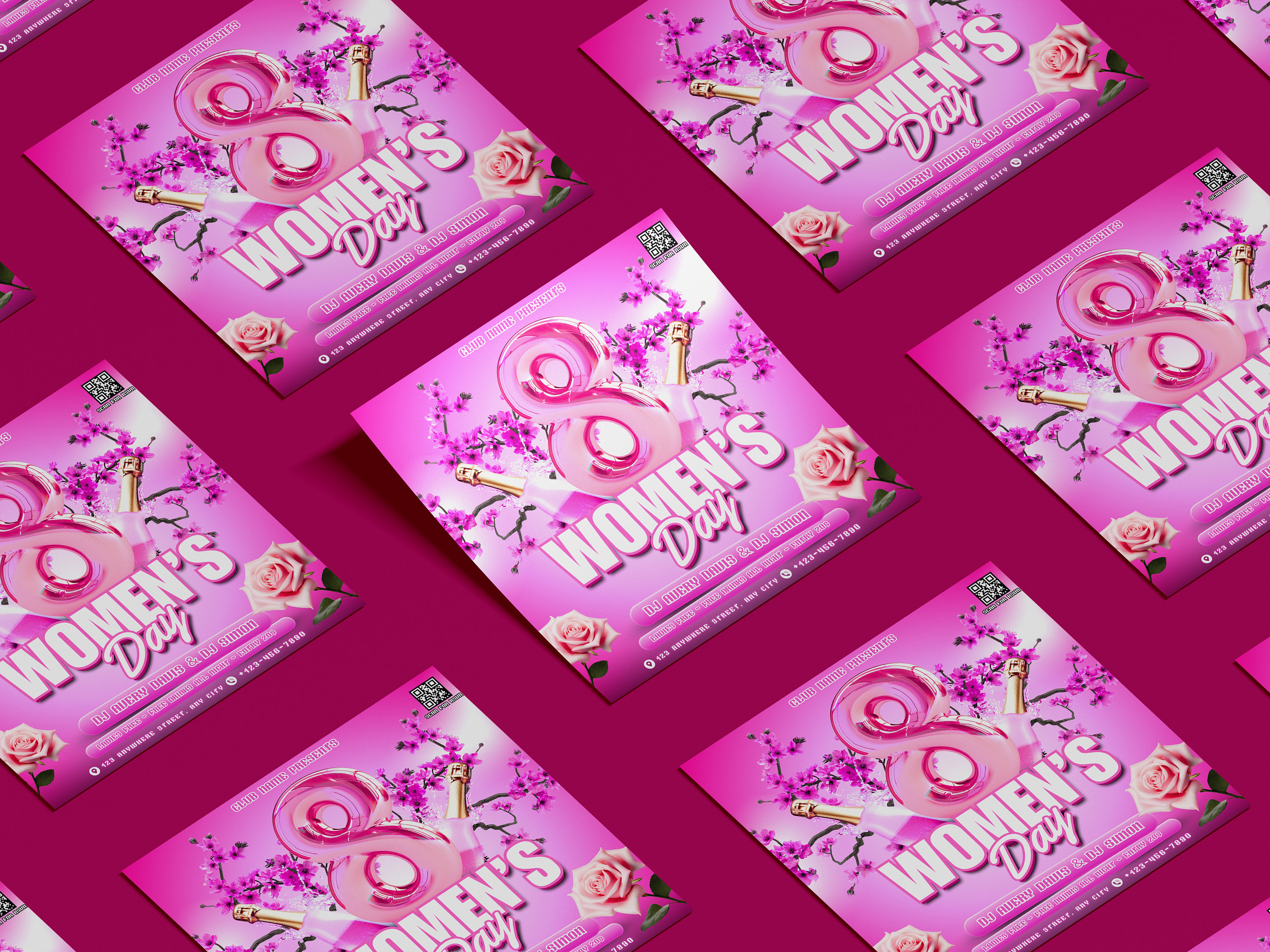 Editable Women's Day Club Flyer Template for Canva, DIY Event Flyer ...