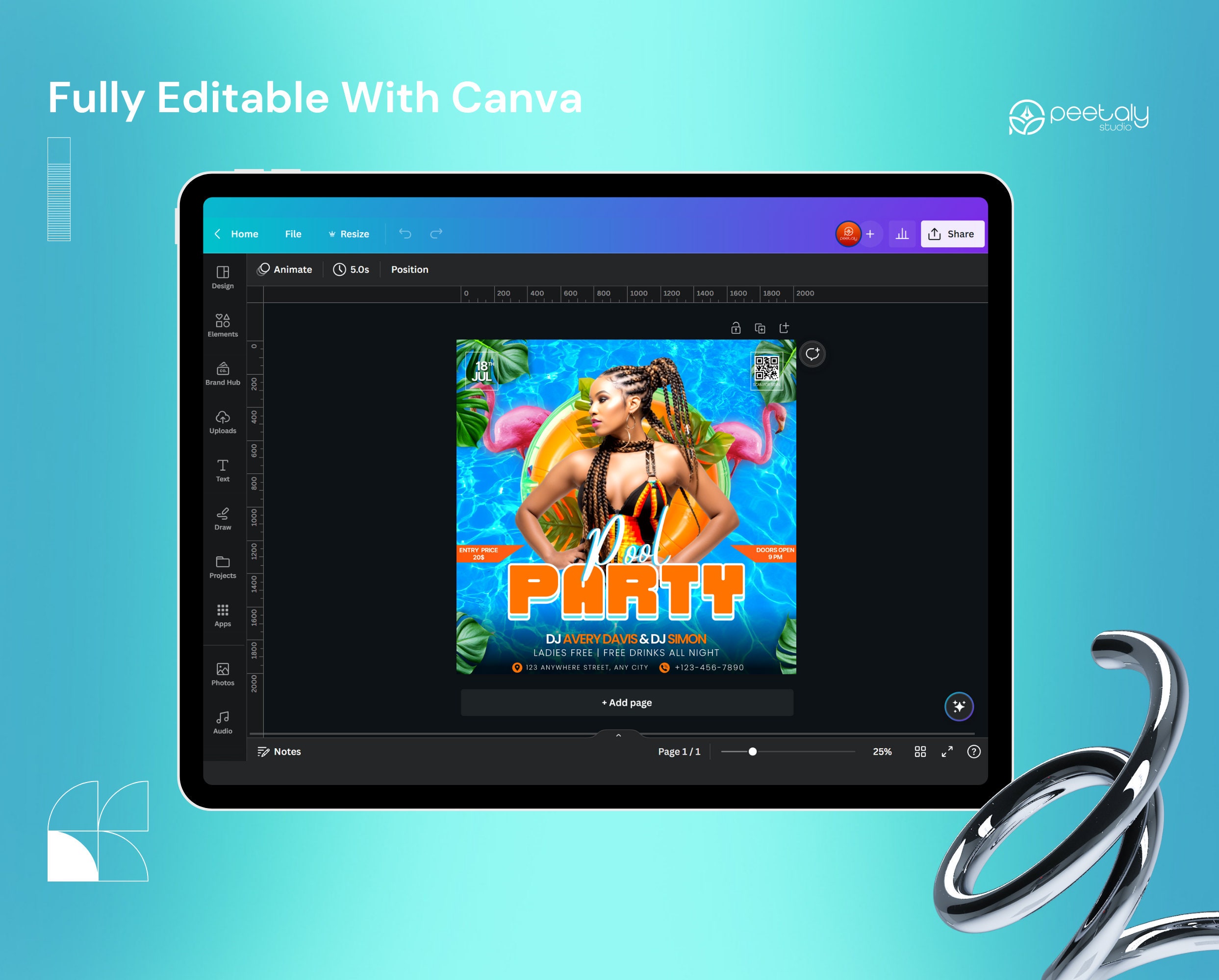 Pool Party Flyer, Social Media Pool Party Announcement Editable Summer ...