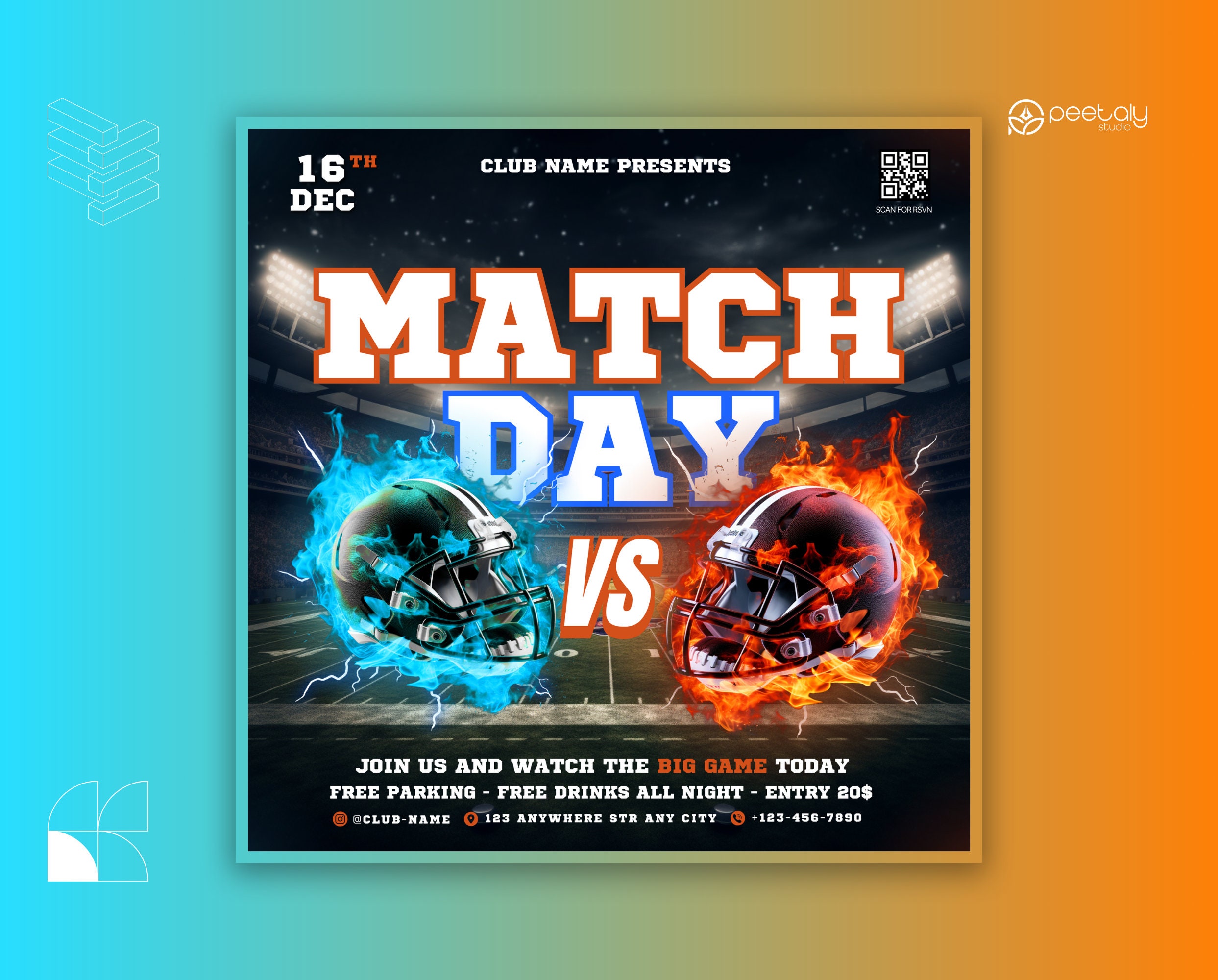 Game Day Football Party Flyer Template, DIY Event Invite (canva) - Etsy