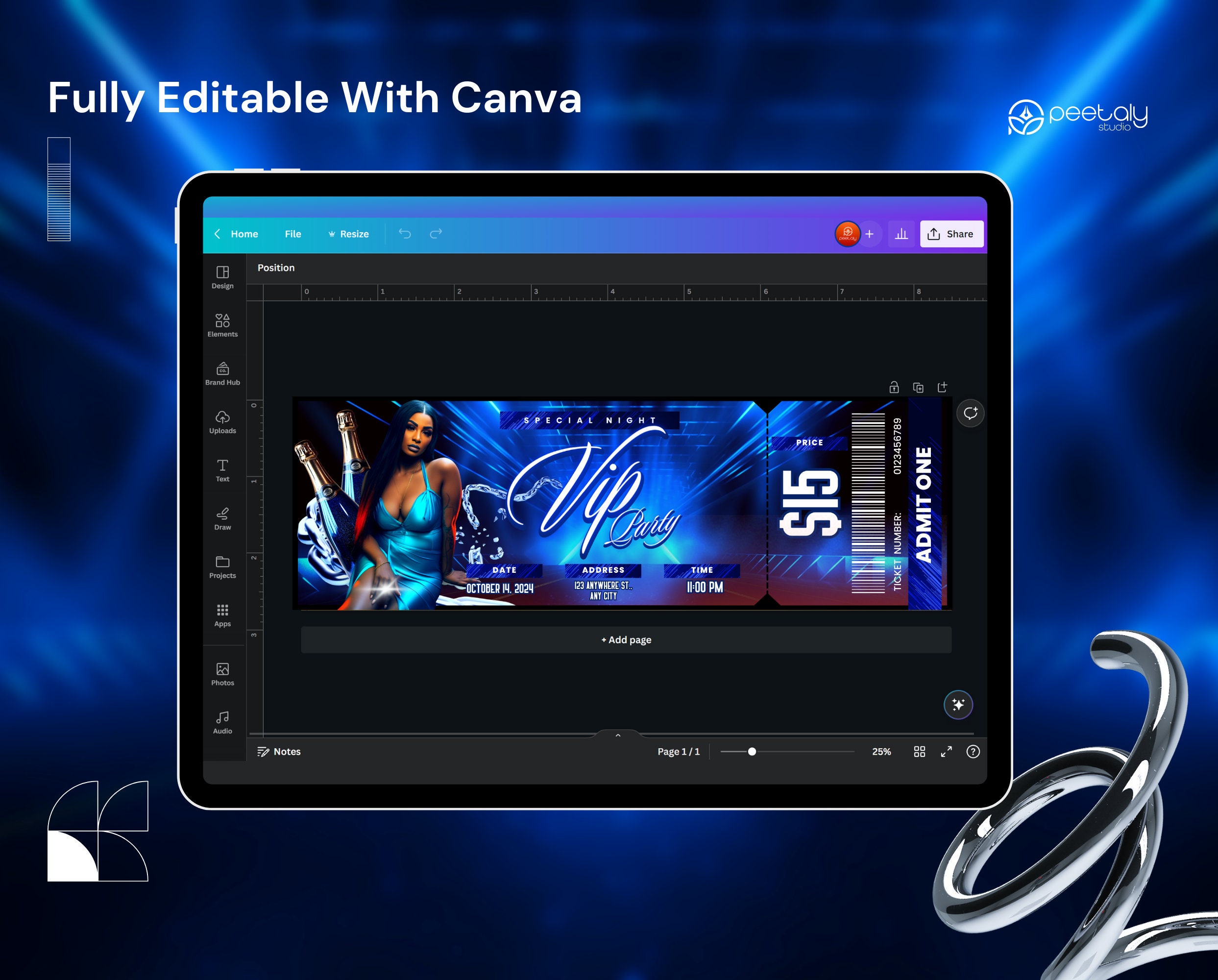 Editable VIP Party Ticket Template, Canva Printable (digital Download ...