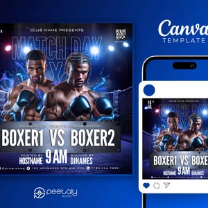 Game Day Boxing Flyer Template for Canva, DIY Event Flyer, Party Flyer ...