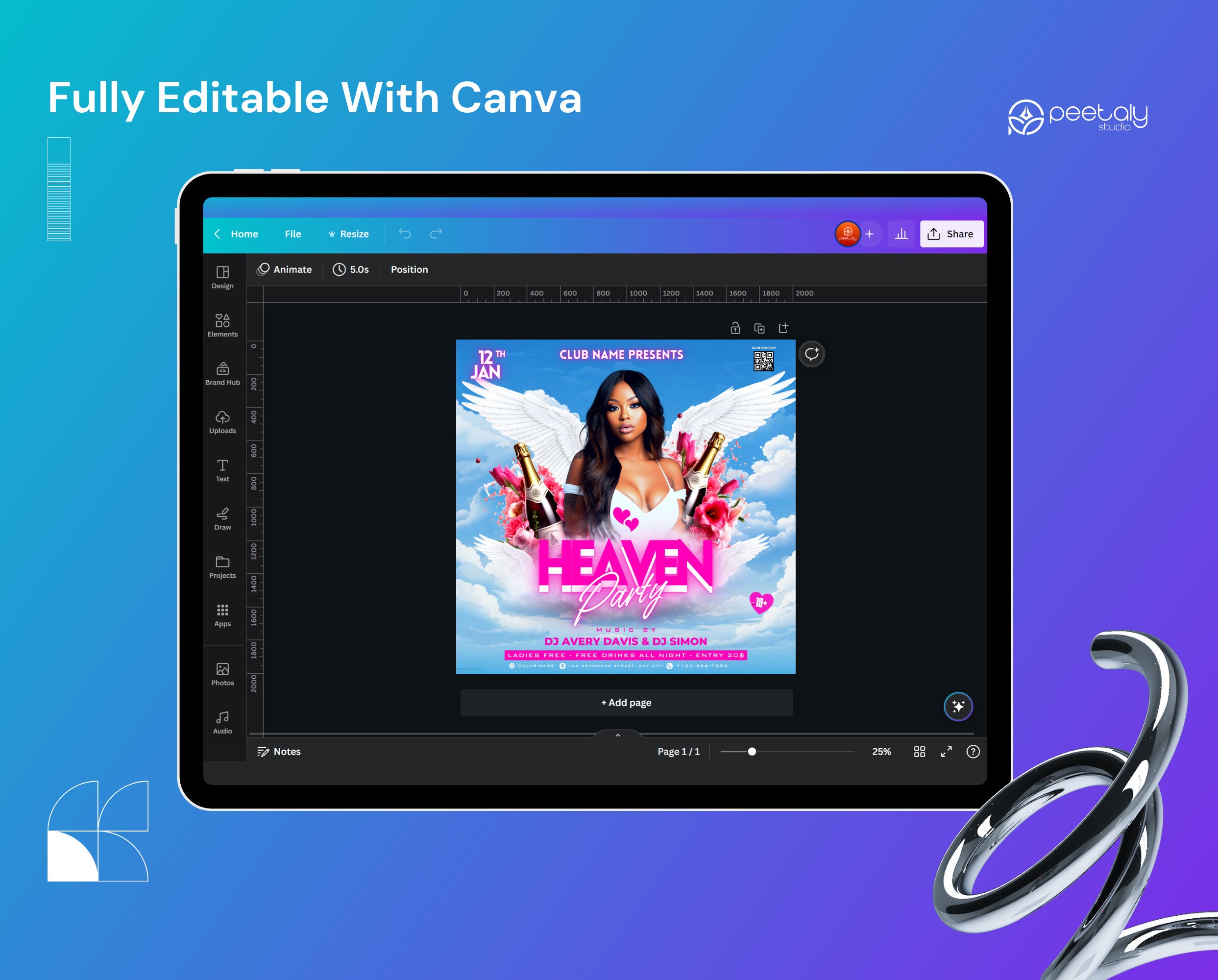 Animated Club Flyer Template, Heaven Party Theme (canva, Digital ...