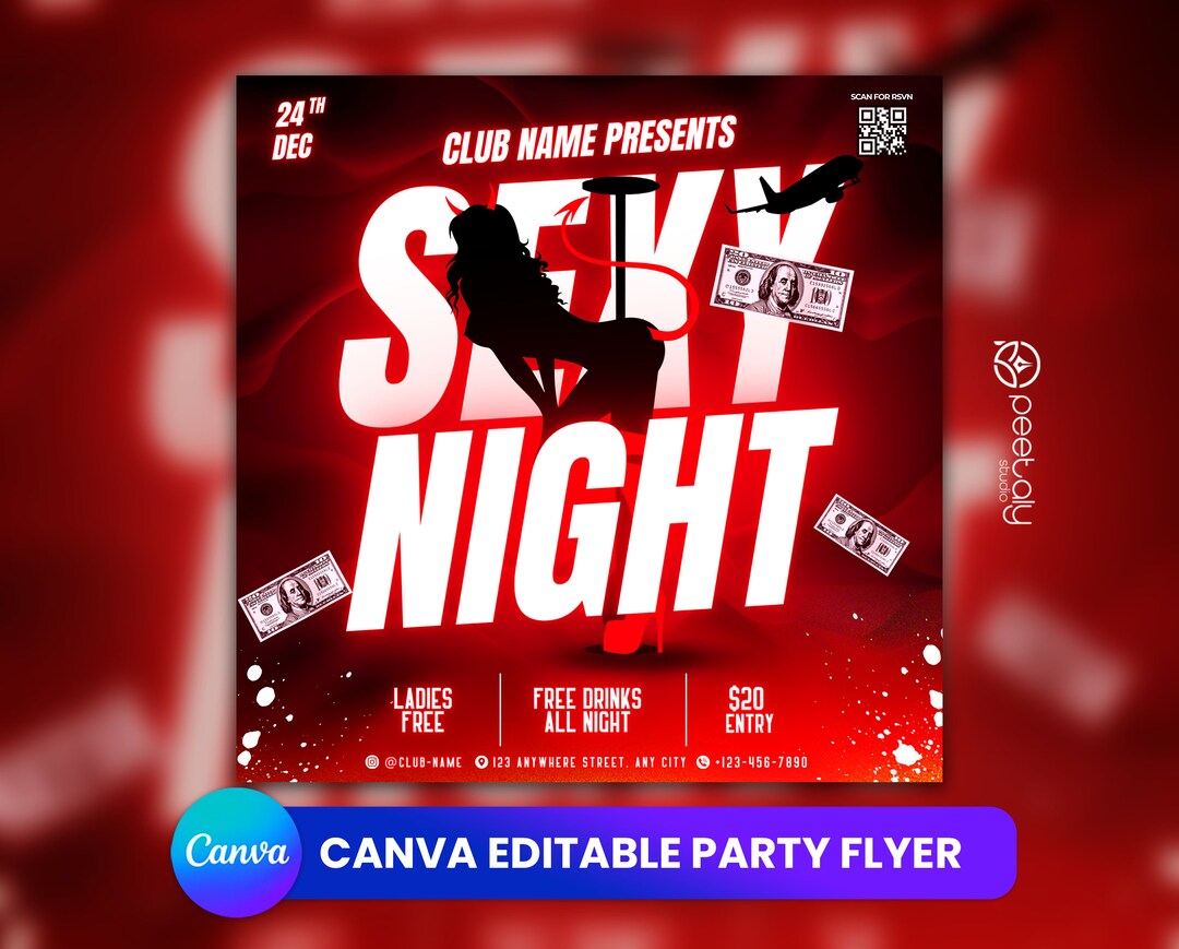 Editable Club Flyer Template for Canva, DIY Event Flyer, Party Flyer ...