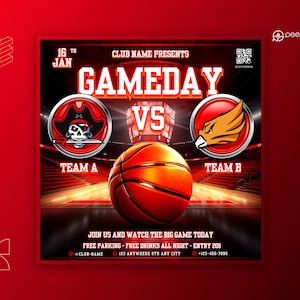 Game Day Basketball Flyer Template for Canva, Watch Party Flyer, Party ...