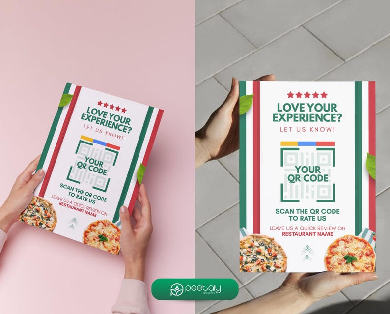 Custom Restaurant Review Flyer With QR Code | Canva Template (digital ...