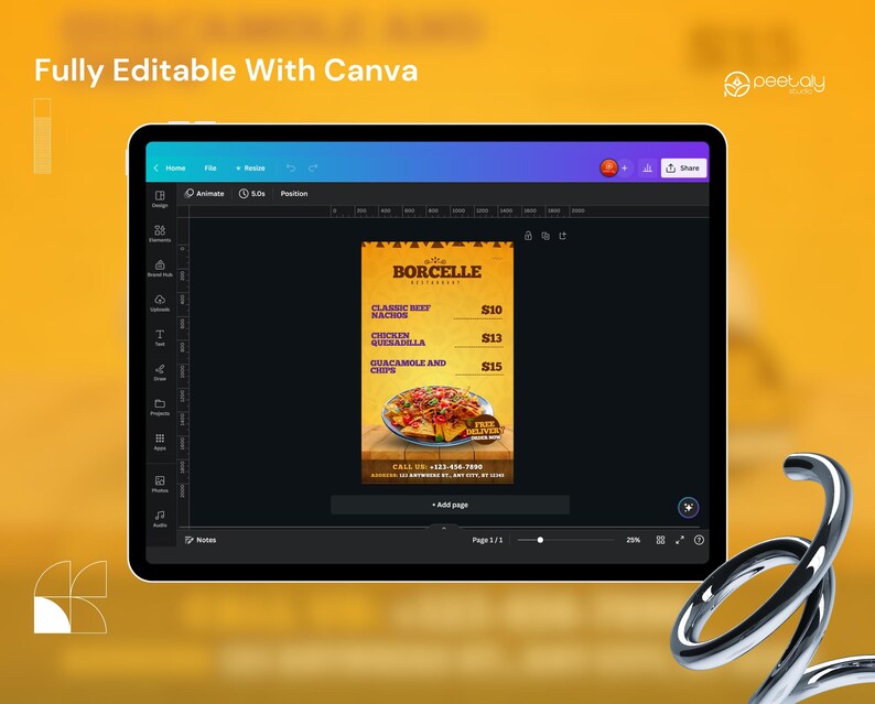Editable Bar Menu Template, Customizable Canva Design (digital Download ...