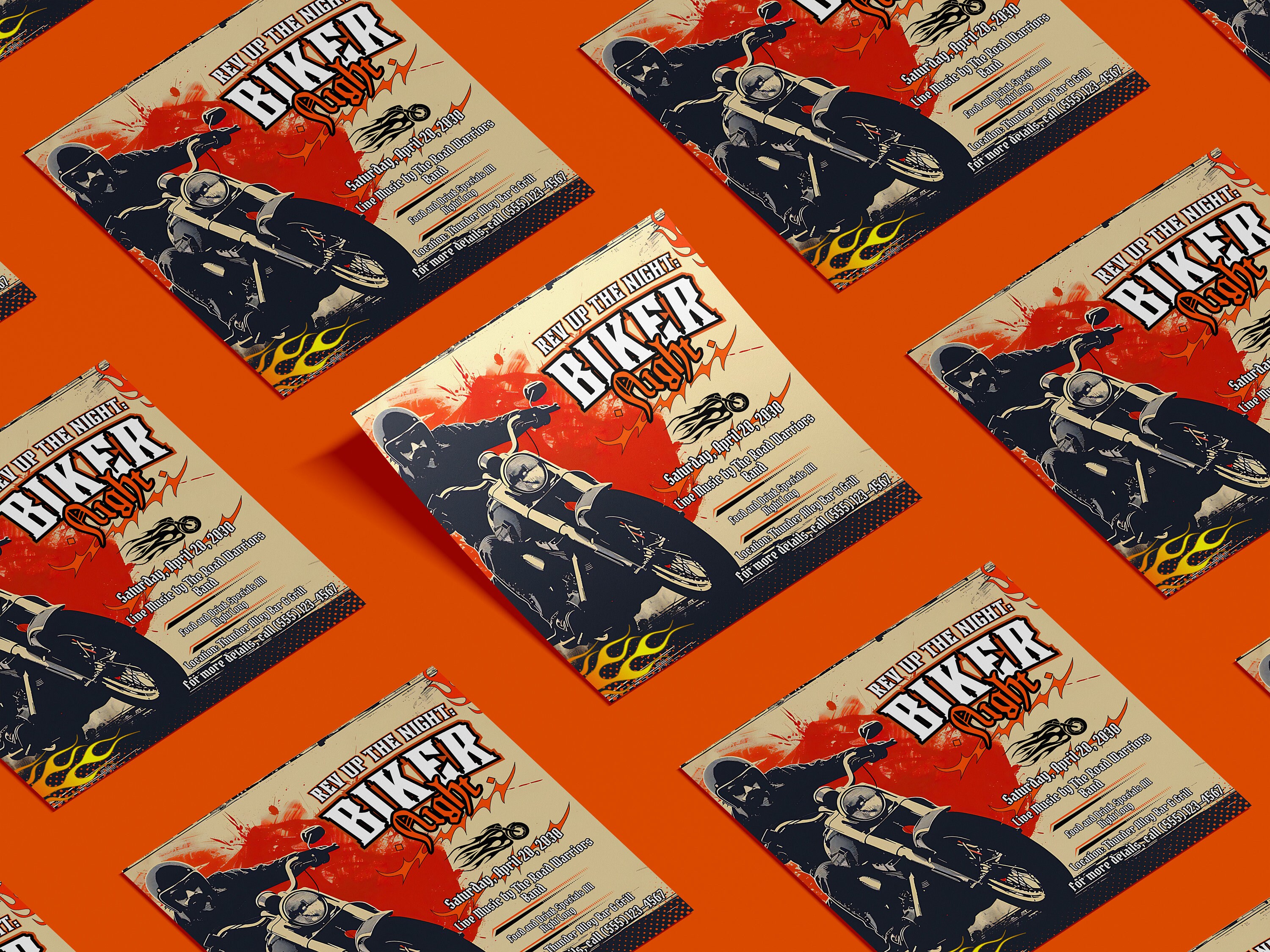 Editable Biker Night Party Flyer Template, Canva (digital Download) - Etsy