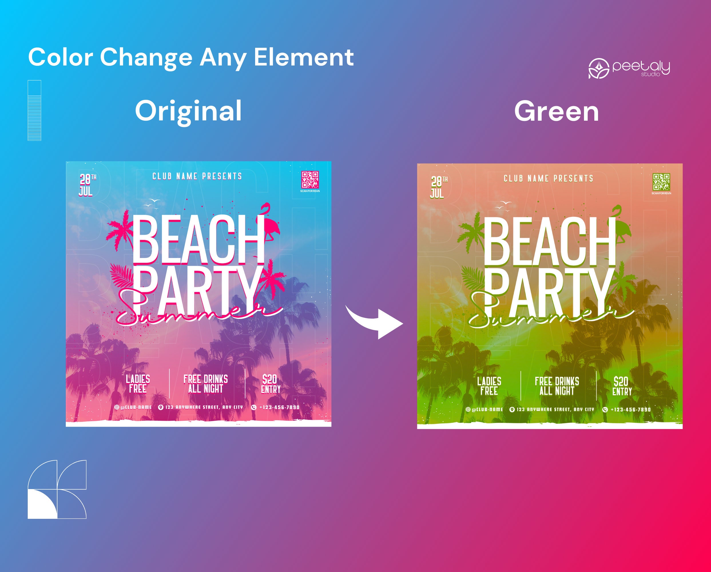 Beach Party Flyer, Social Media Pool Party Announcement Editable Summer ...