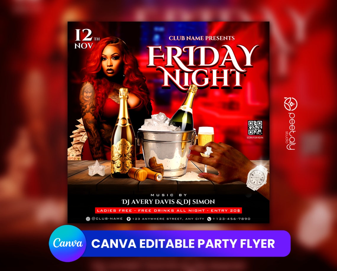 Editable Club Flyer Template for Canva, DIY Event Flyer, Party Flyer ...