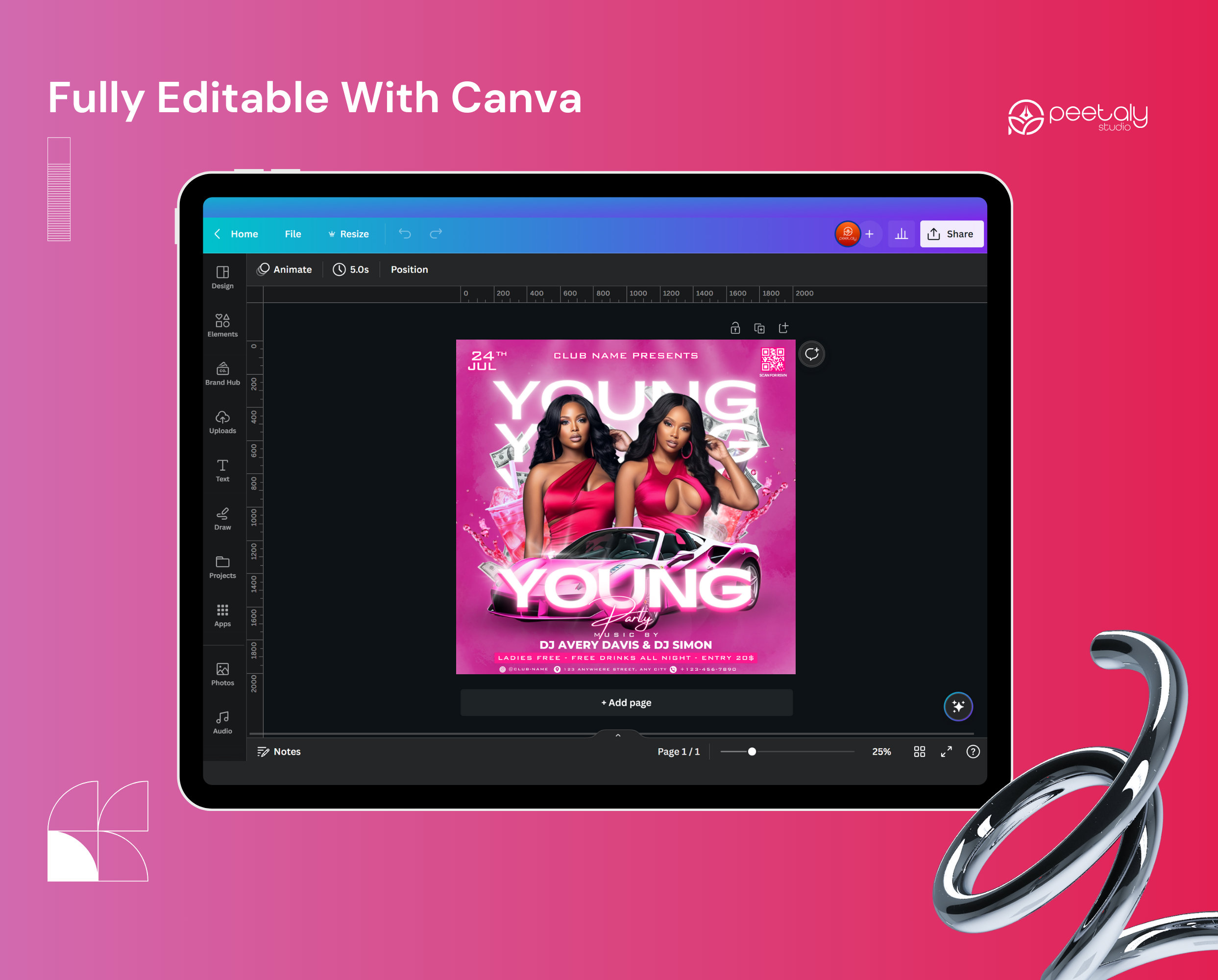 Editable Club Flyer Template for Canva, DIY Event Flyer, Party Flyer ...