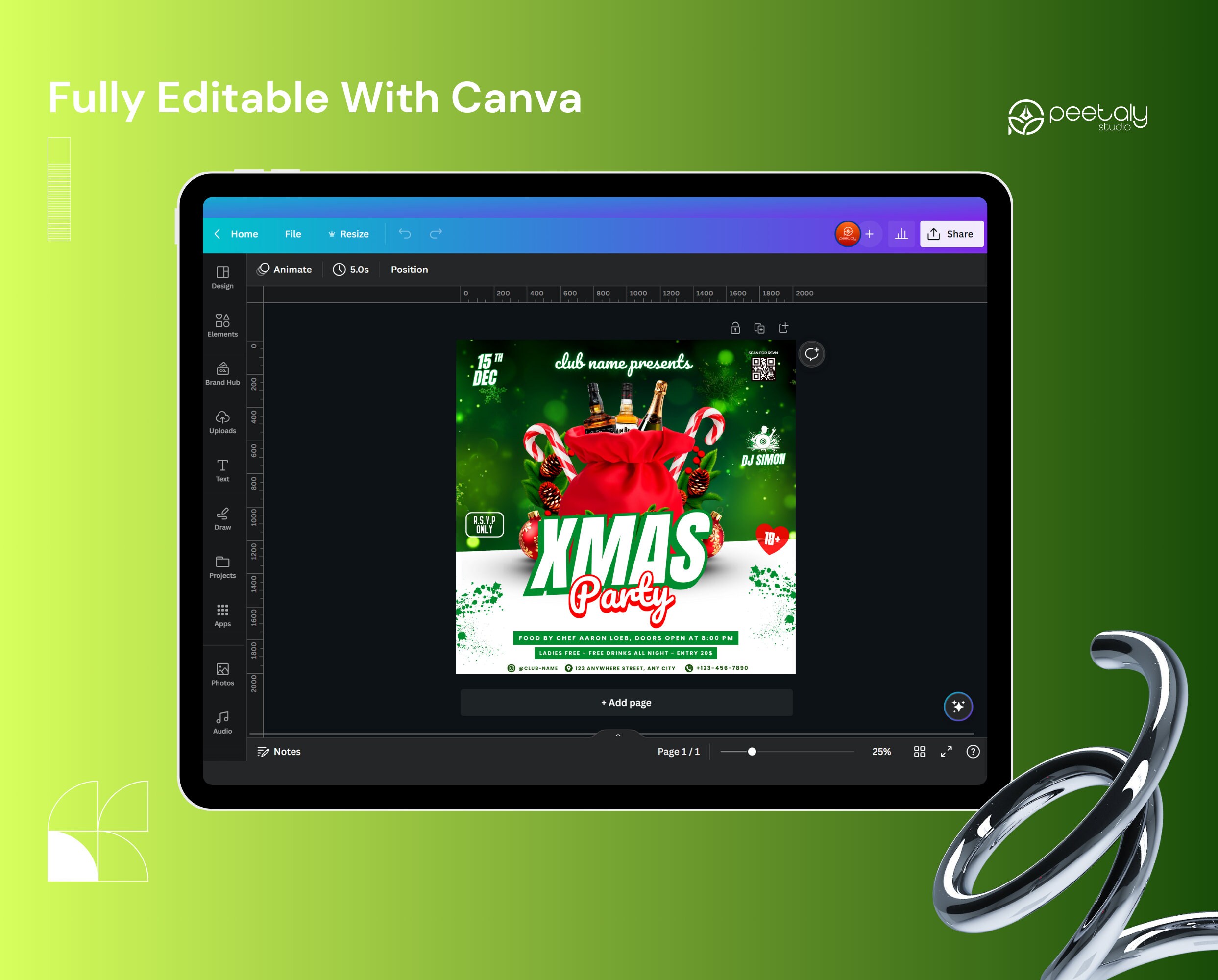 Christmas Club Flyer Template for Canva, DIY Event Flyer, Party Flyer ...